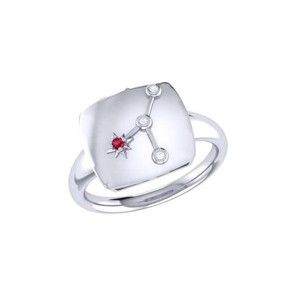 Monary | Jewelry | Cancer Crab Ruby Diamond Constellation Signet Ring ...